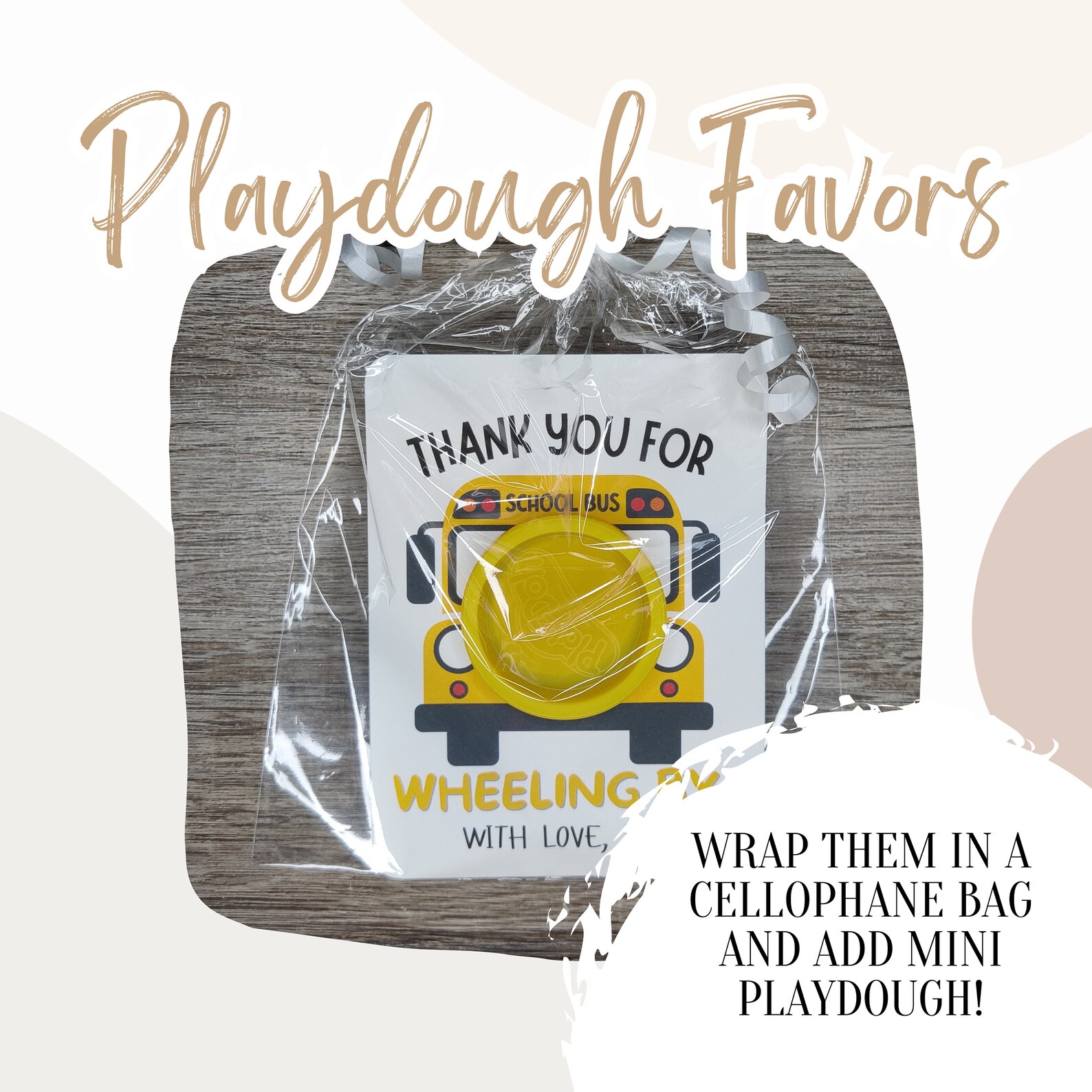 School Bus Playdough Printable Card Party Favors School Bus Digital ...