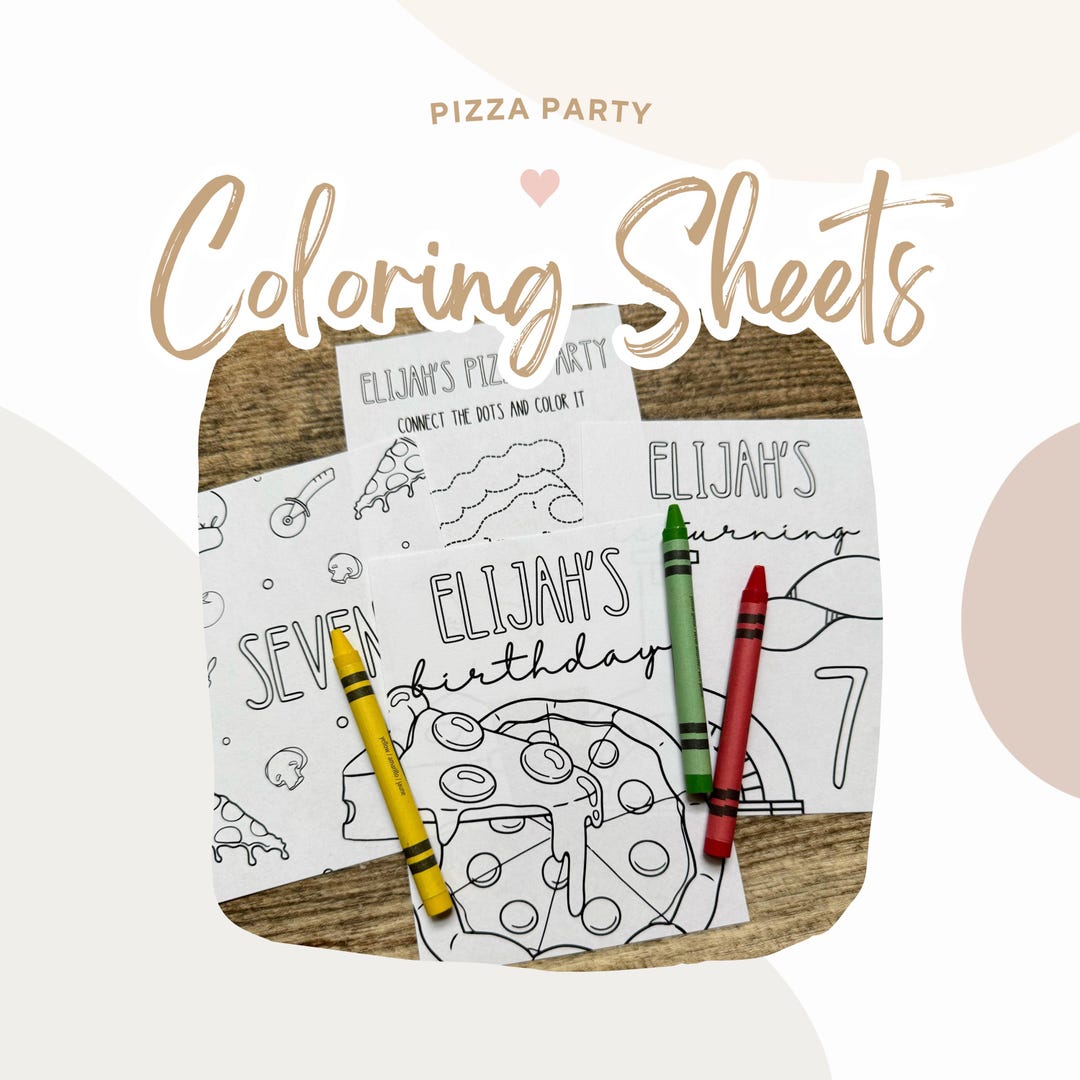 Pizza Party Coloring Favors | Pizza Printable Party Favors | Pizza ...