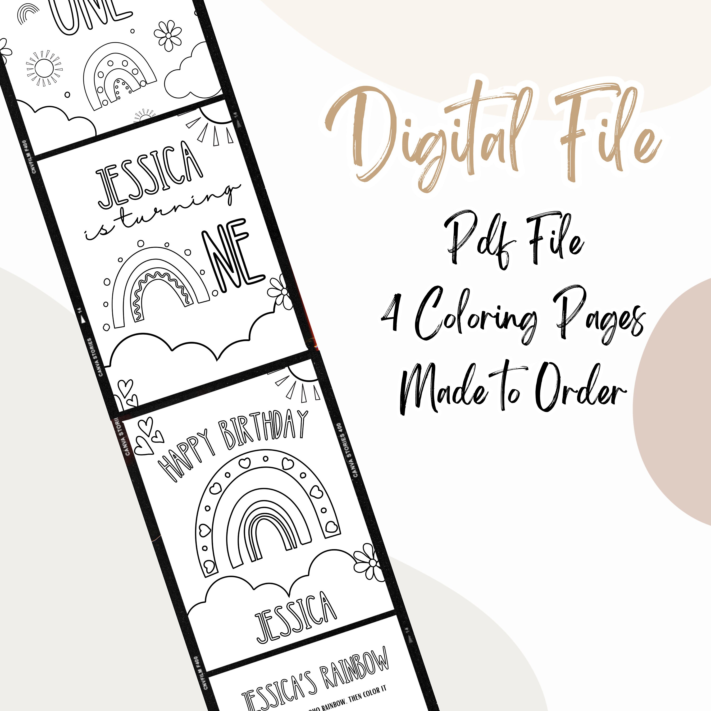 Boho Rainbow First Birthday Coloring Favors Boho 1st Birthday Printable ...