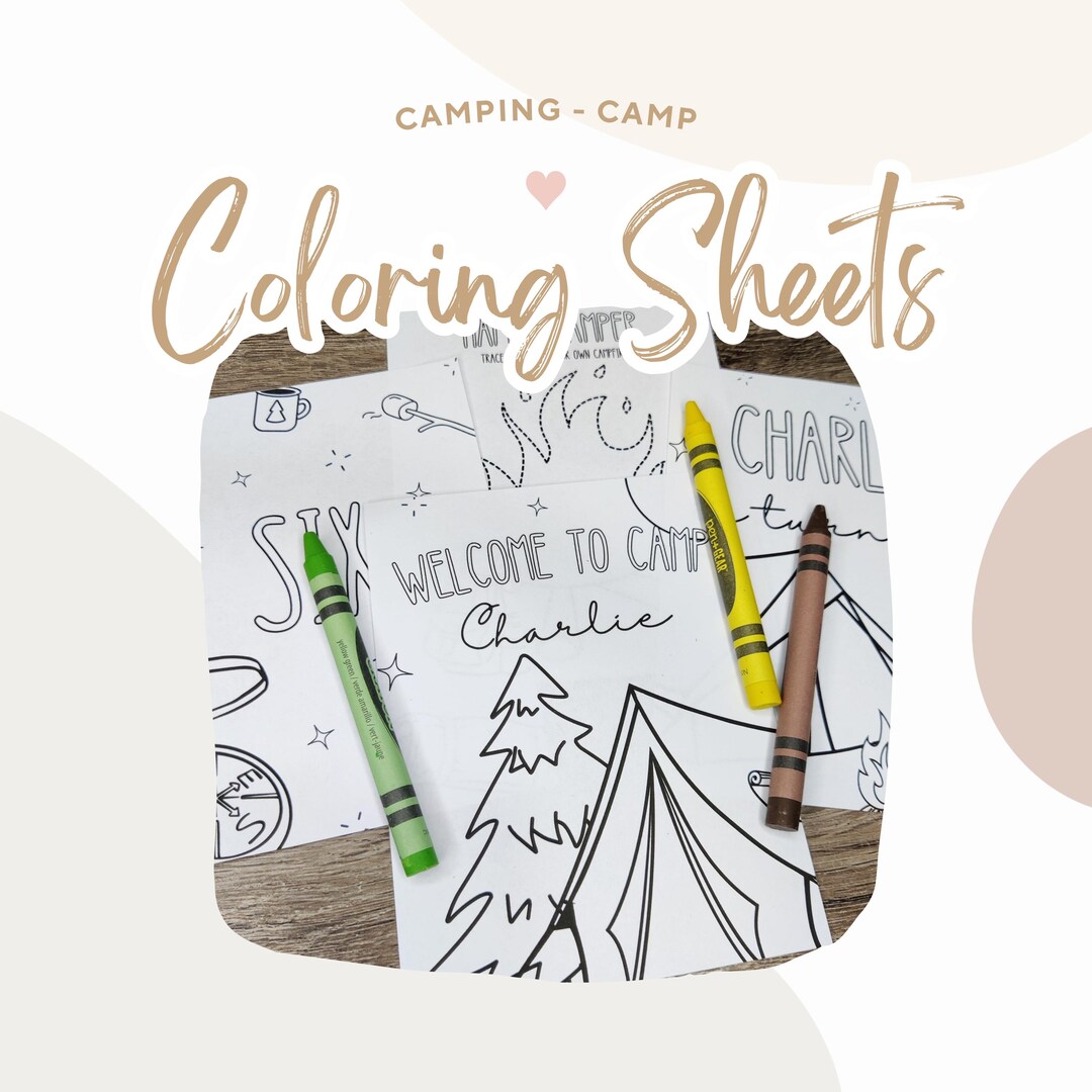 Camping Camp Coloring Sheets Party Favors | Camping Printable Coloring ...