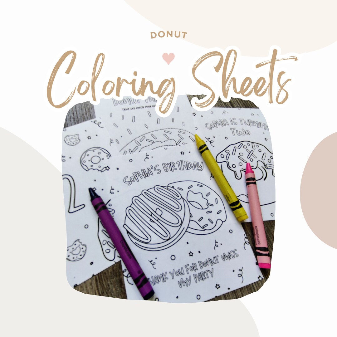 Donut Coloring Favors | Donut Coloring Sheets | Donut Printable ...