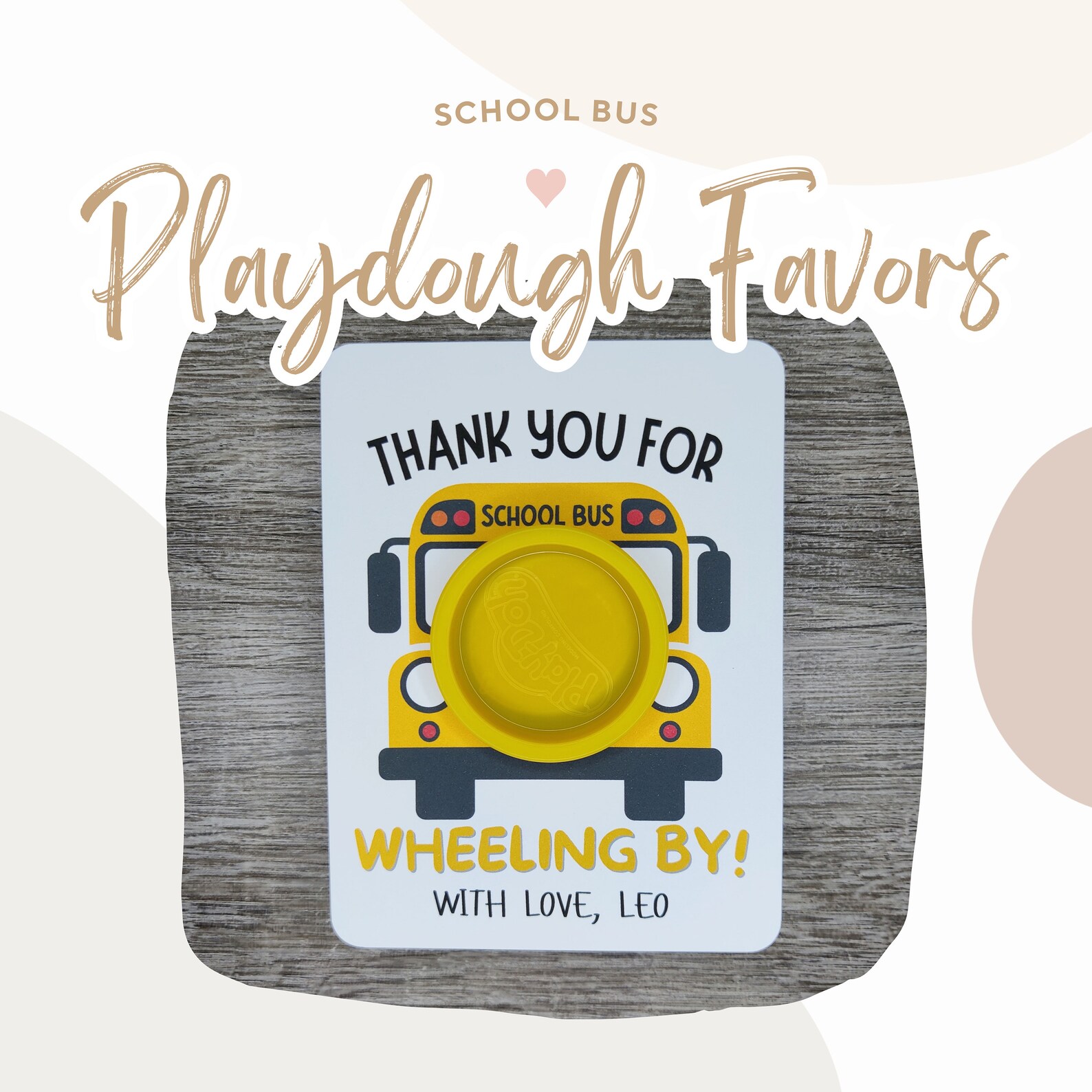 School Bus Playdough Printable Card Party Favors School Bus Digital ...