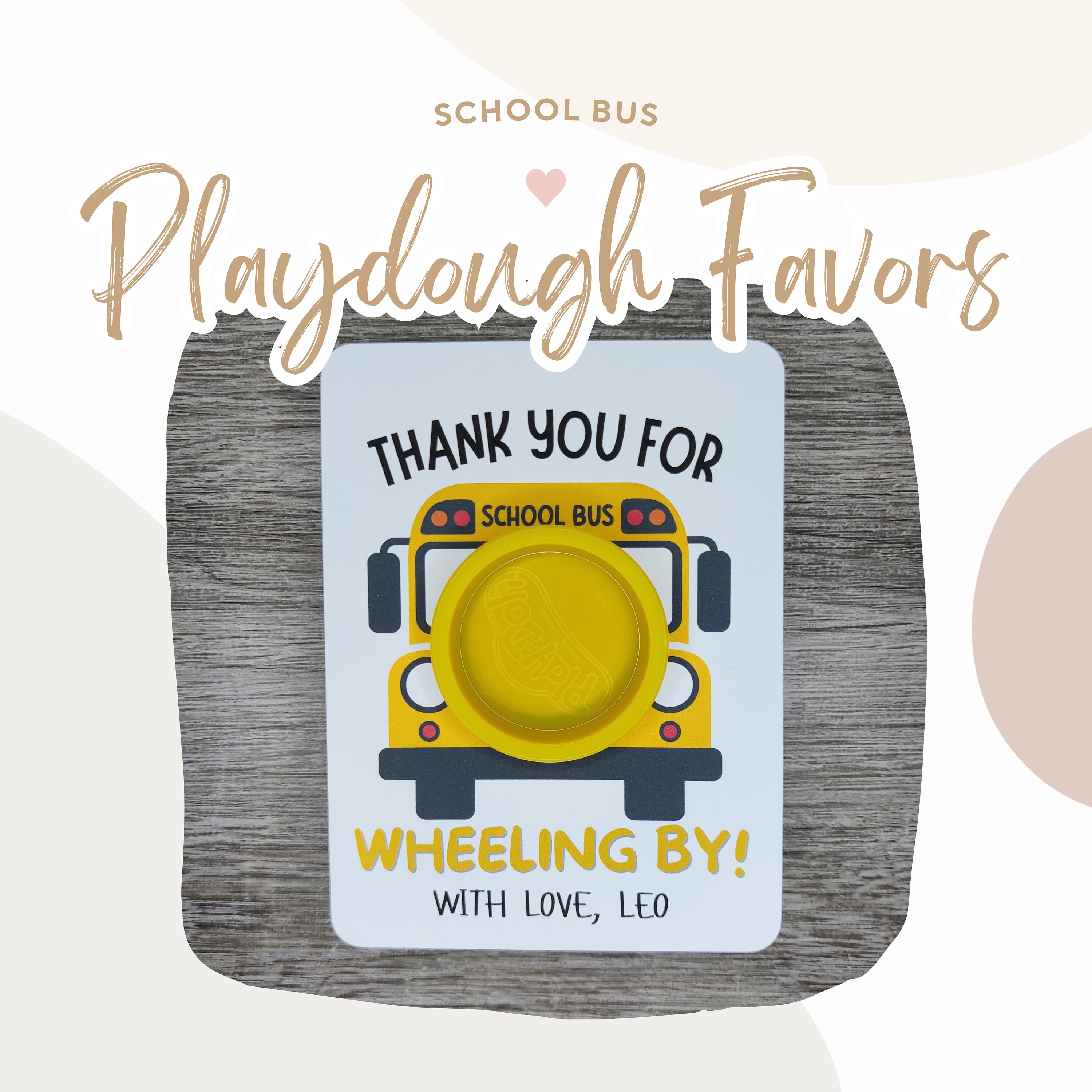 School Bus Playdough Printable Card Party Favors School Bus Digital ...