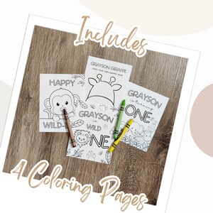 Wild One Safari Coloring Party Favors | Wild One Printable Party Animal ...