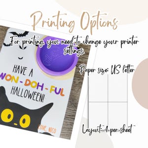 Halloween Wondohful Playdough Printable Card Party Favors | Halloween ...