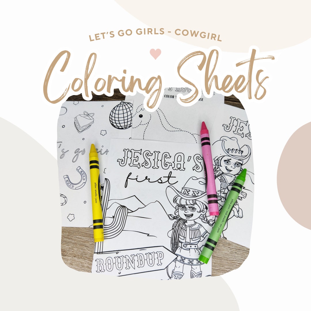 Disco Cowgirl Coloring Pages | Printable Rodeo Party Favors (PDF) - Etsy