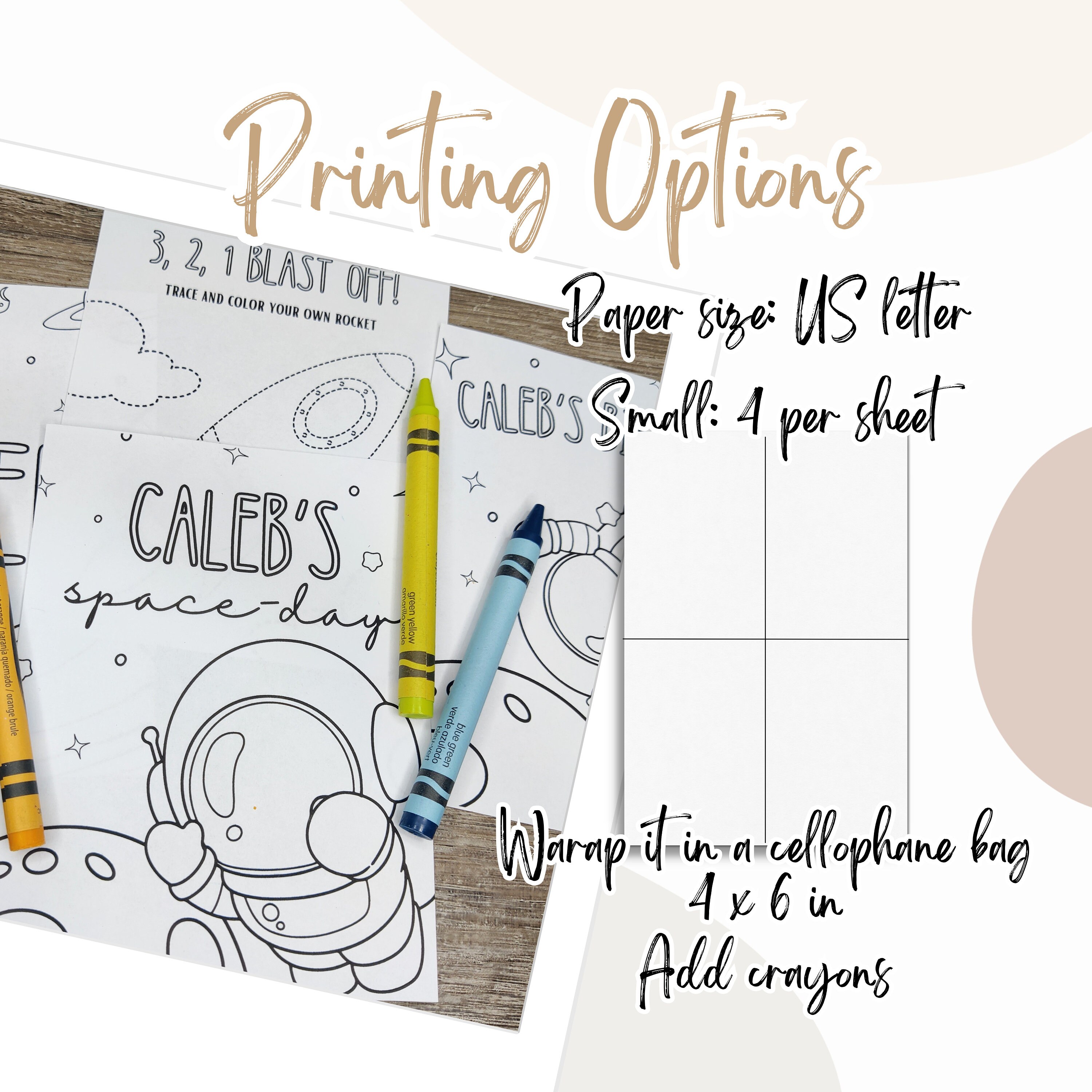 Astronaut Space Day Coloring Party Favors Space Day Printable Party ...