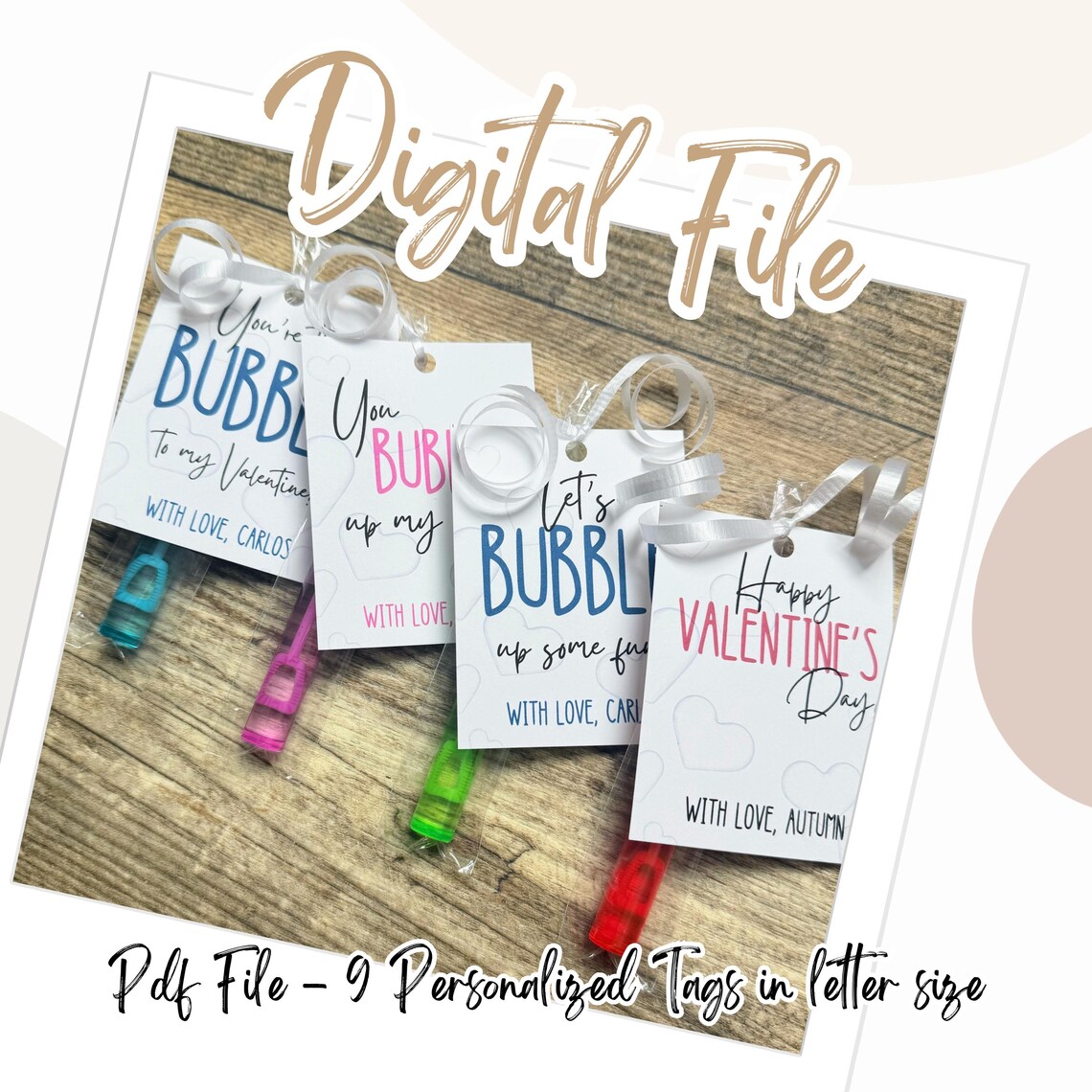 Valentine's Day Bubble Wand Tags | Printable Party Favors (PDF) - Etsy