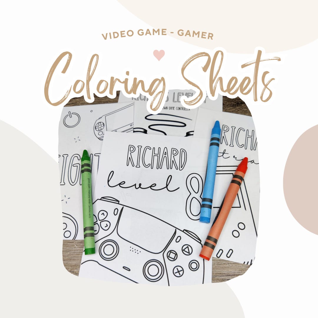 Video Game Coloring Sheets Party Favors | Gamer Printable Coloring ...