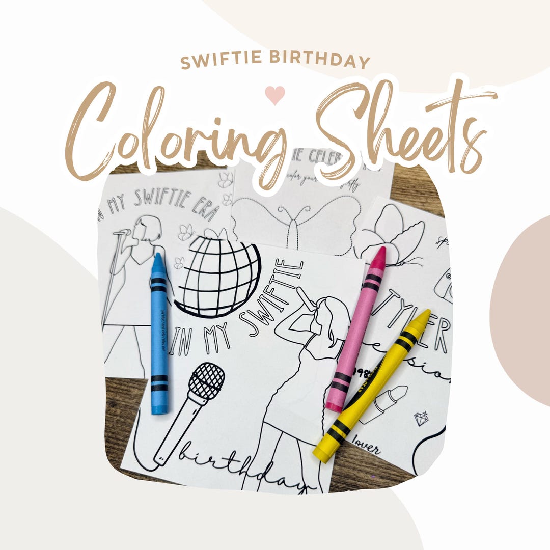 Swiftie Birthday Coloring Favors | Swift Era's Party Favors | in My ...