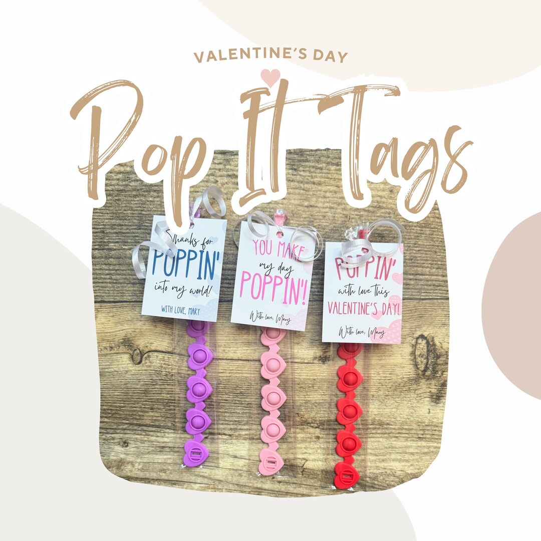 Valentine's Day Pop It Tags | Printable Party Favors (PDF) - Etsy