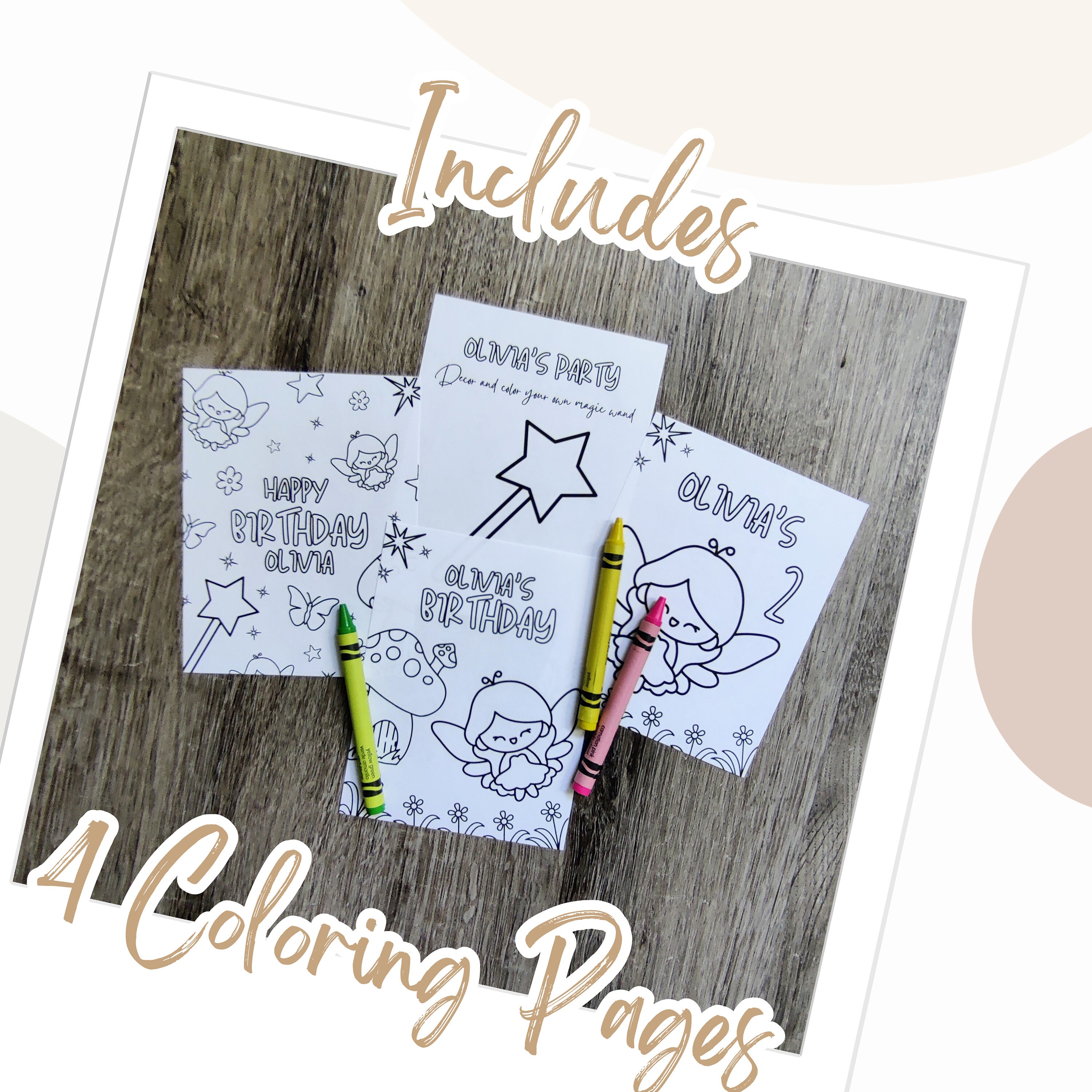 Fairy Coloring Favors Fairy Coloring Sheets Fairy Printable Party Favors Fairy Digital Coloring ...