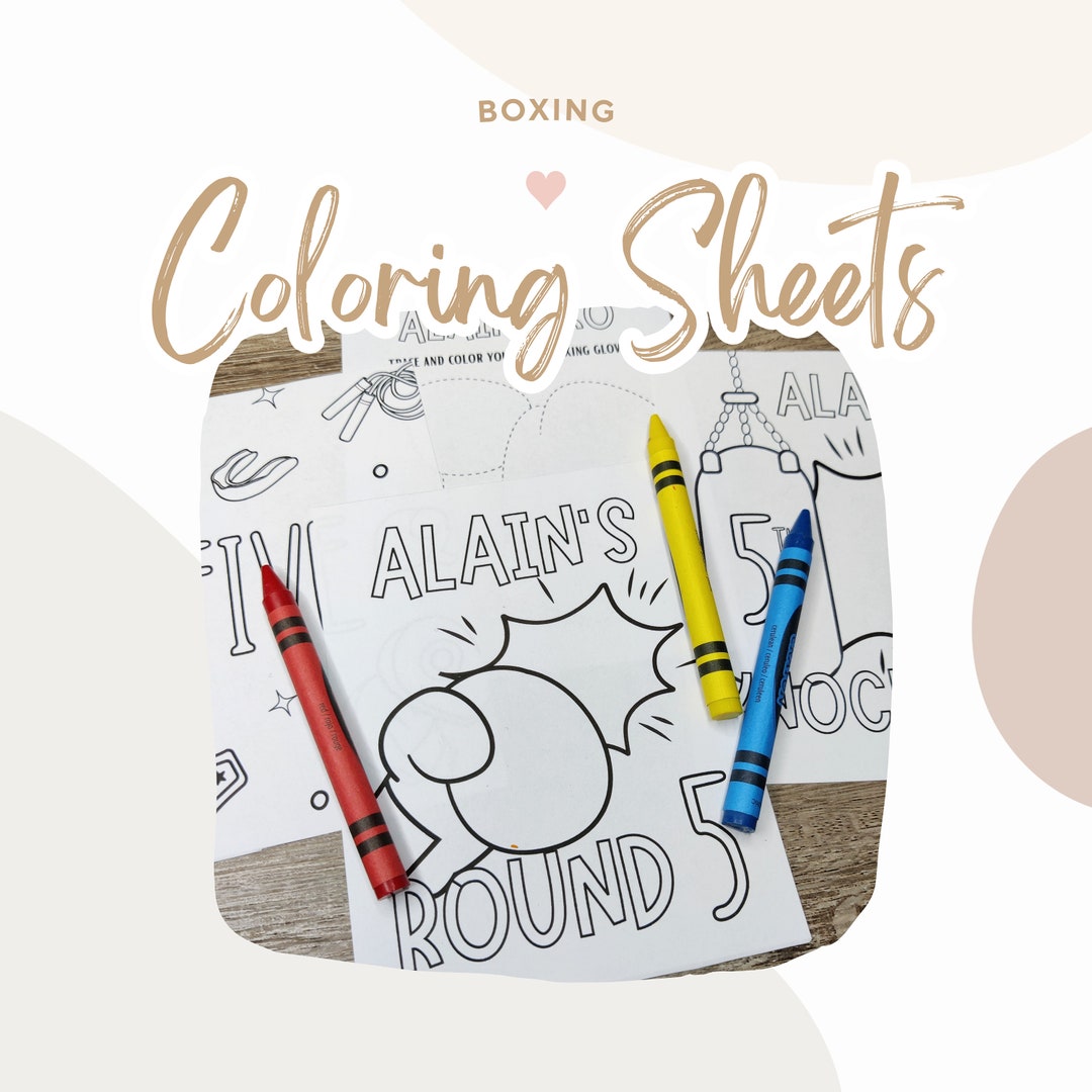 Boxing Coloring Favors | Boxing Printable Party Favors | Boxing ...