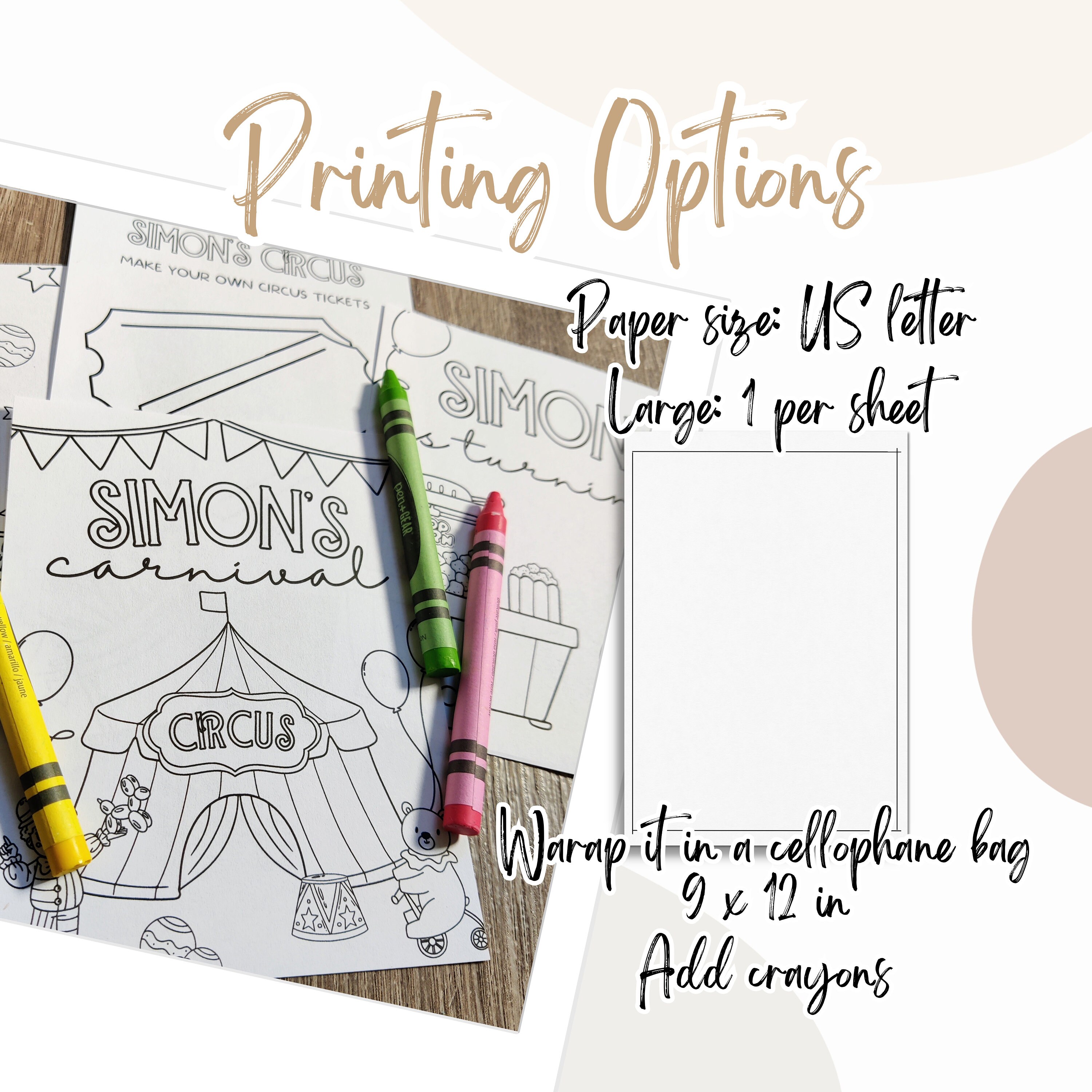 Carnival Circus Coloring Party Favors Circus Printable Party Favors ...