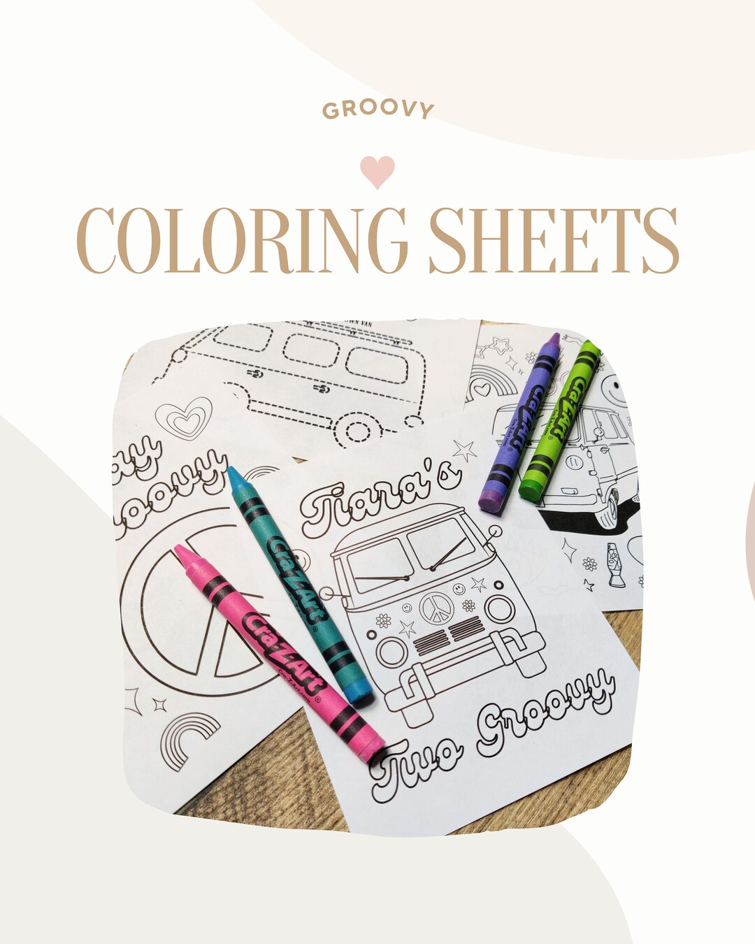 Groovy Coloring Party Favors | Groovy Printable Party Favors | Groovy ...