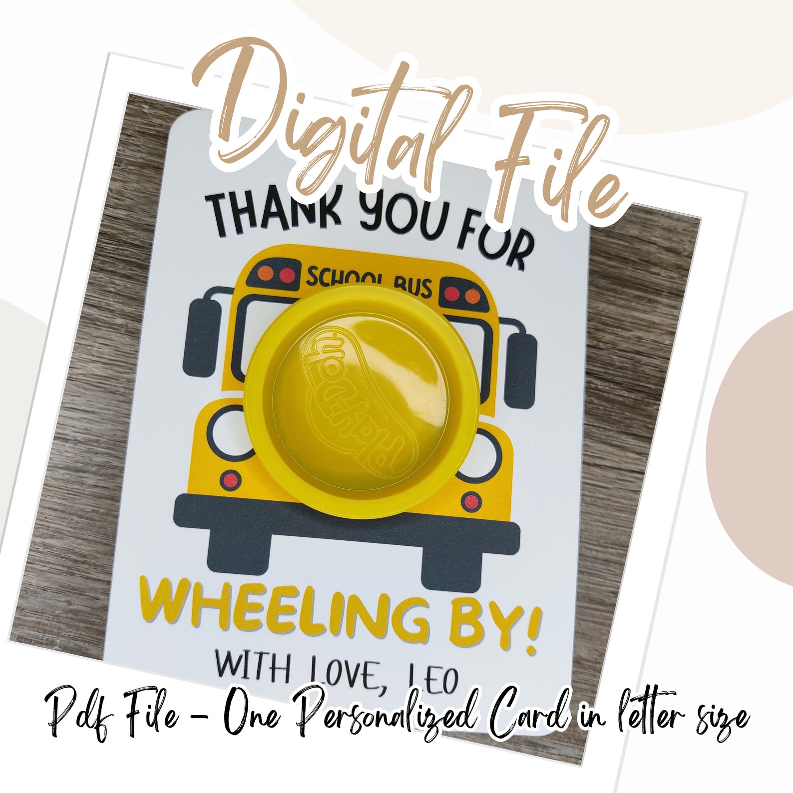 School Bus Playdough Printable Card Party Favors School Bus Digital ...