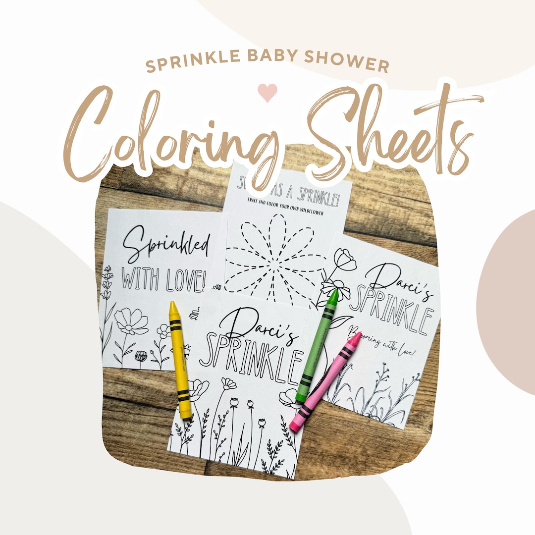 Wildflower Baby Shower Coloring Pages | Personalized Sprinkle Favors ...