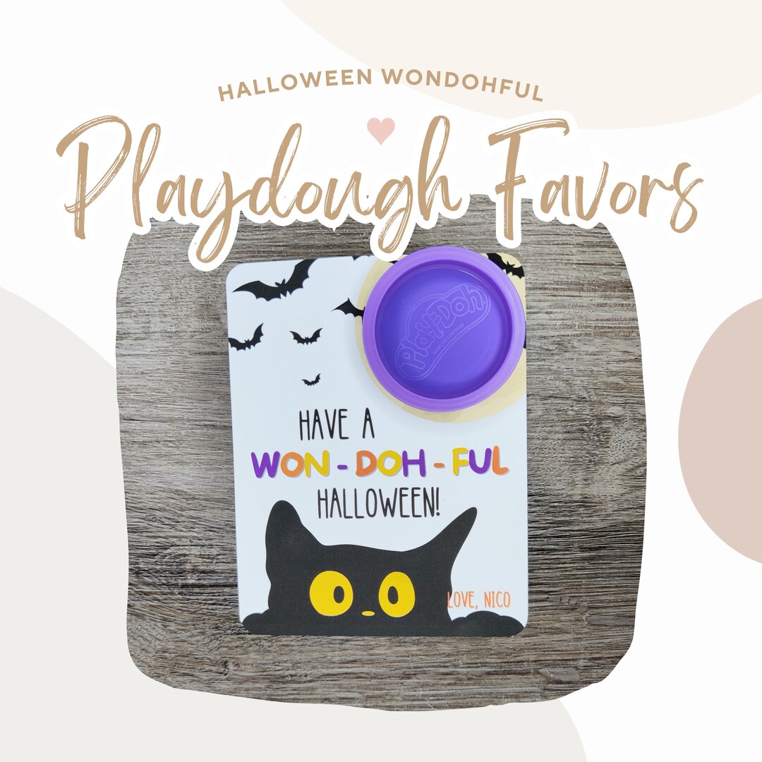 Halloween Wondohful Playdough Printable Card Party Favors | Halloween ...