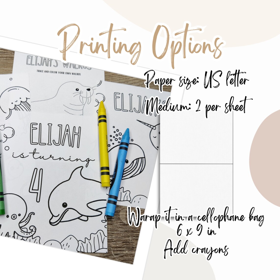 Under the Sea Animals Coloring Favors Under the Sea Printable Party ...