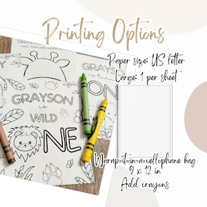 Wild One Safari Coloring Party Favors | Wild One Printable Party Animal ...