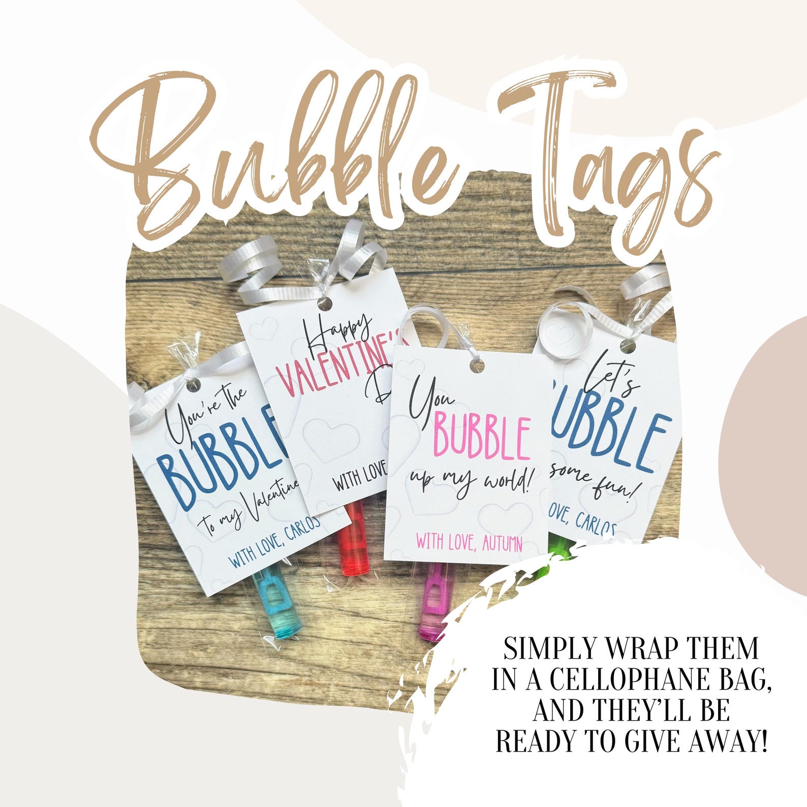Valentine's Day Bubble Wand Tags | Printable Party Favors (PDF) - Etsy