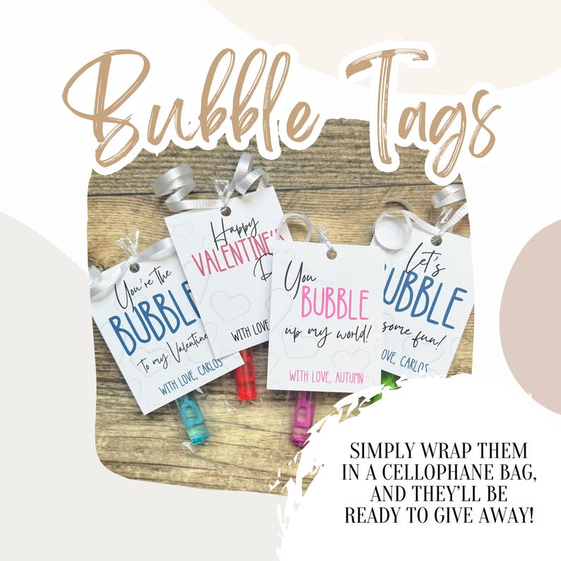 Valentine's Day Bubble Wand Tags | Printable Party Favors (PDF) - Etsy
