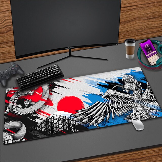 Chinese Dragon Desk Mat, Japanese Dragon Gaming Anime, Desk Mat