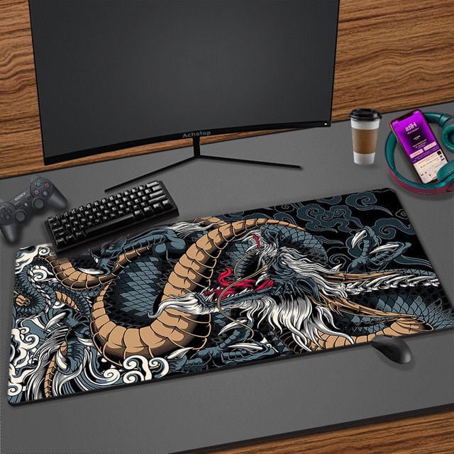 Chinese Dragon Desk Mat, Japanese Dragon Gaming Anime, Desk Mat