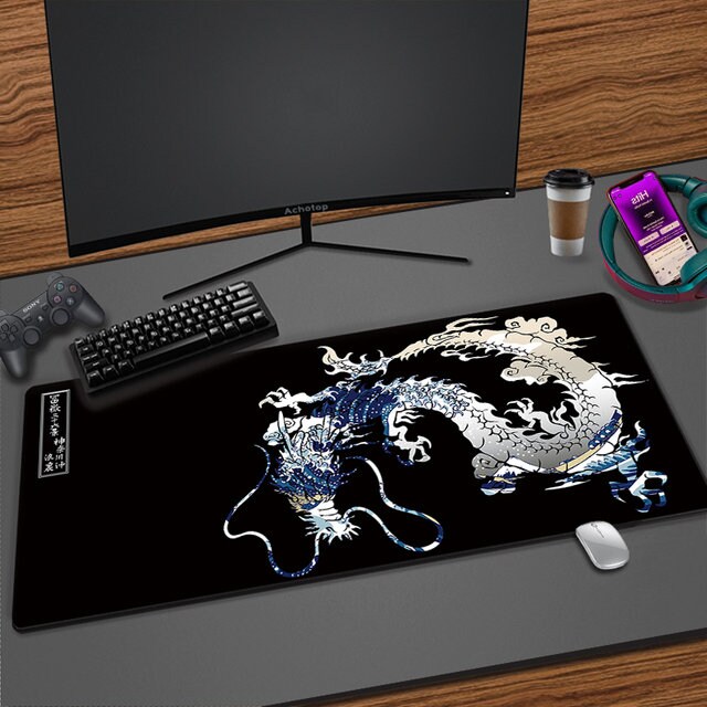 Chinese Dragon Desk Mat, Japanese Dragon Gaming Anime, Desk Mat