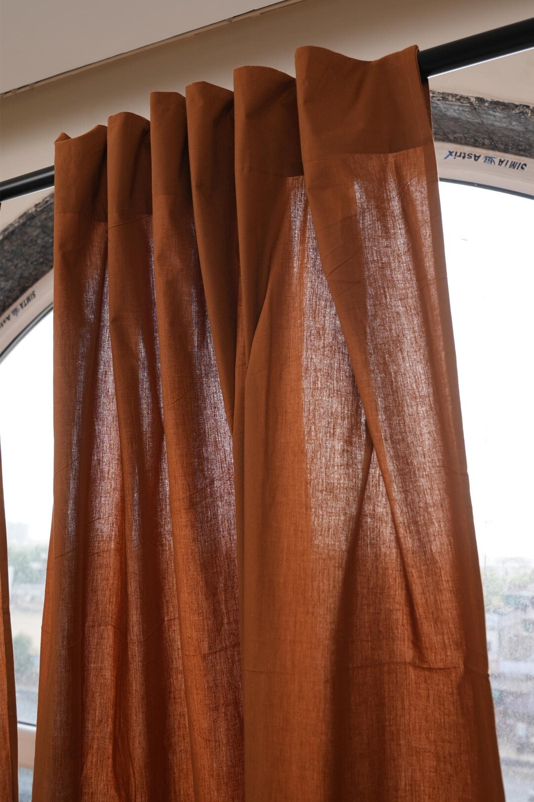 Rusty Linen Long Curtain 2 Panels Solid Farmhouse and Modern Rustic ...