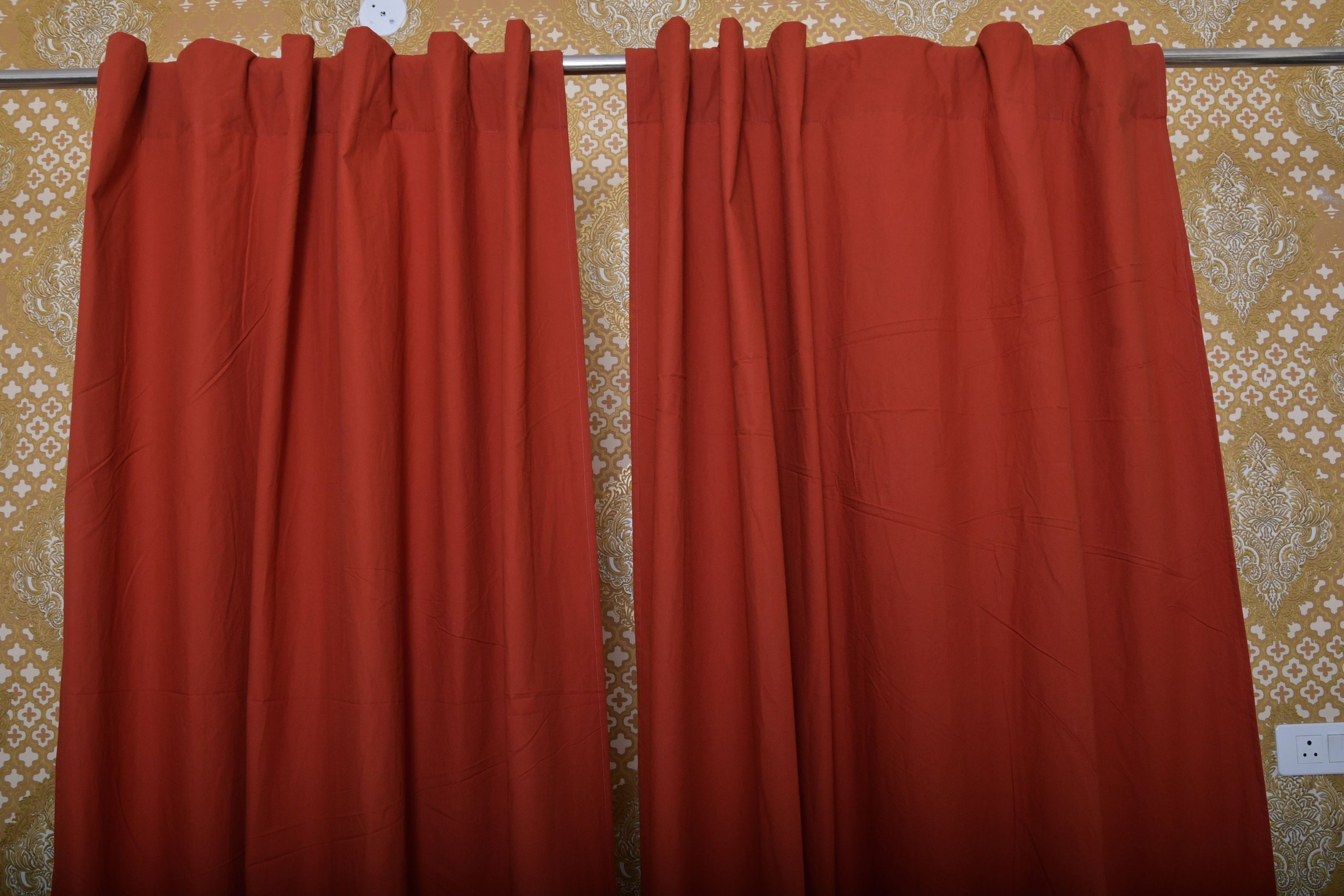 Rust Linen Curtains Boho 2 Panels Curtains Linen Curtains Modern Rustic ...