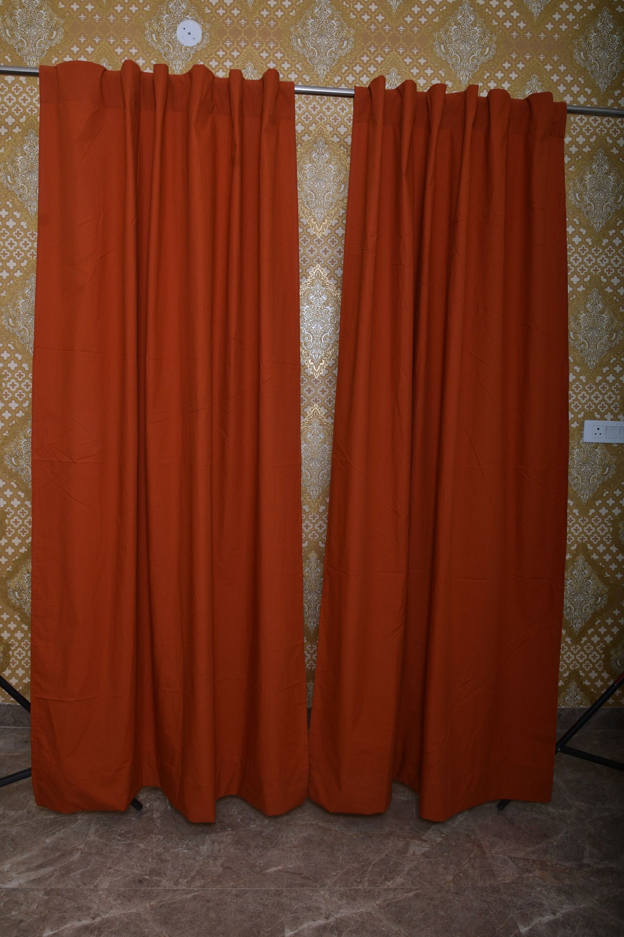 Rust Linen Curtains Boho 2 Panels Curtains Linen Curtains Modern Rustic ...