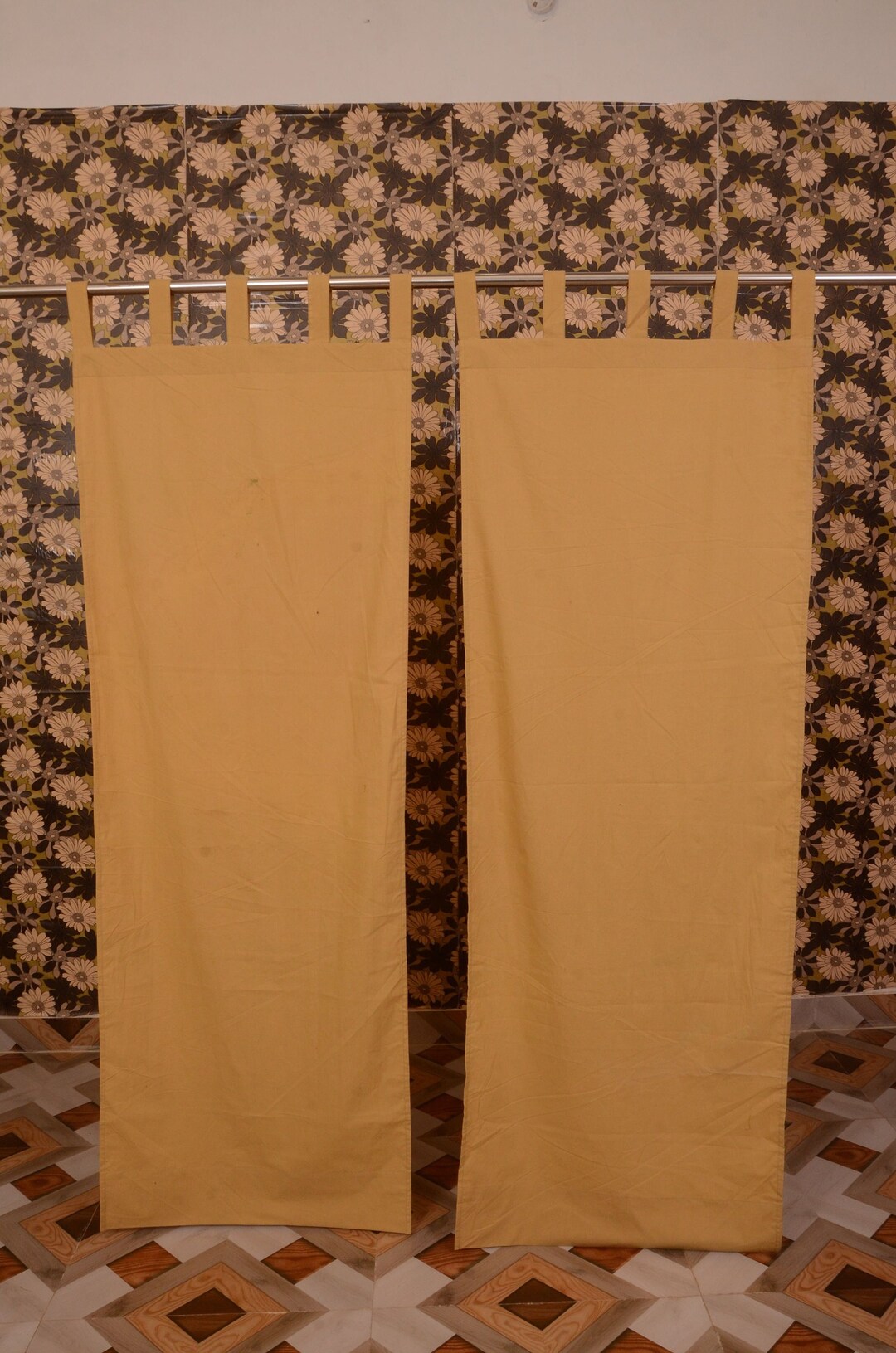 Beige Color Linen Curtain Living Room Extra Long Stonewashed - Etsy