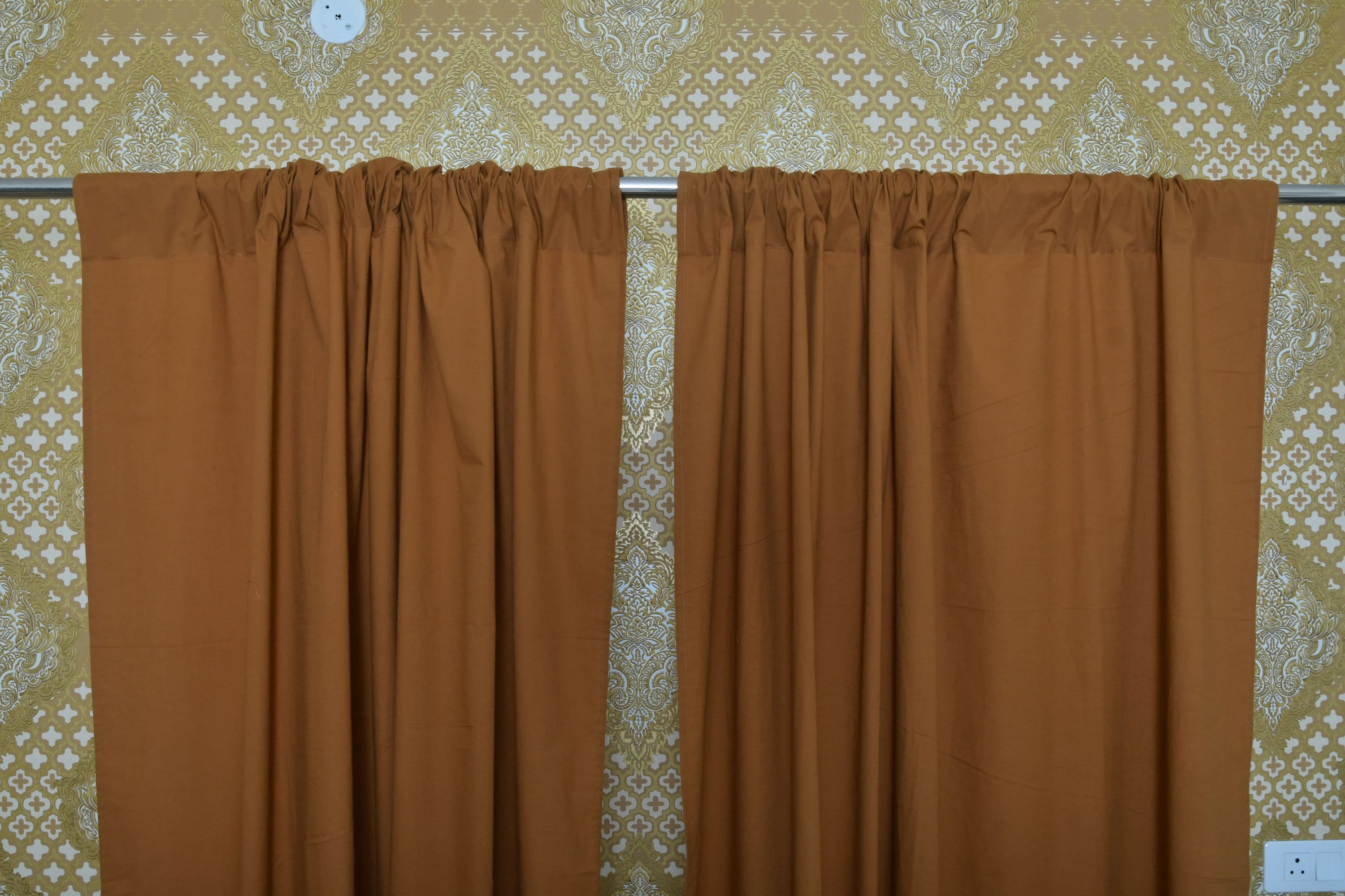 Cinnamon Long Linen Curtain, Rust Linen Window Drape, Stonewashed Linen ...