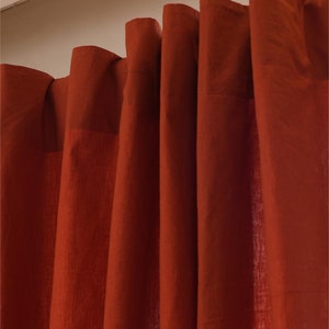 Rust Linen Curtains Boho 2 Panels Curtains Linen Curtains Modern Rustic ...