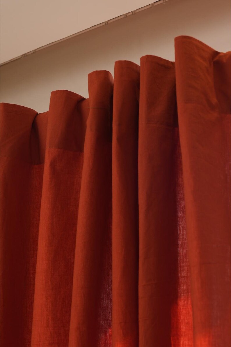 Rust Linen Curtains Boho 2 Panels Curtains Linen Curtains Modern Rustic ...