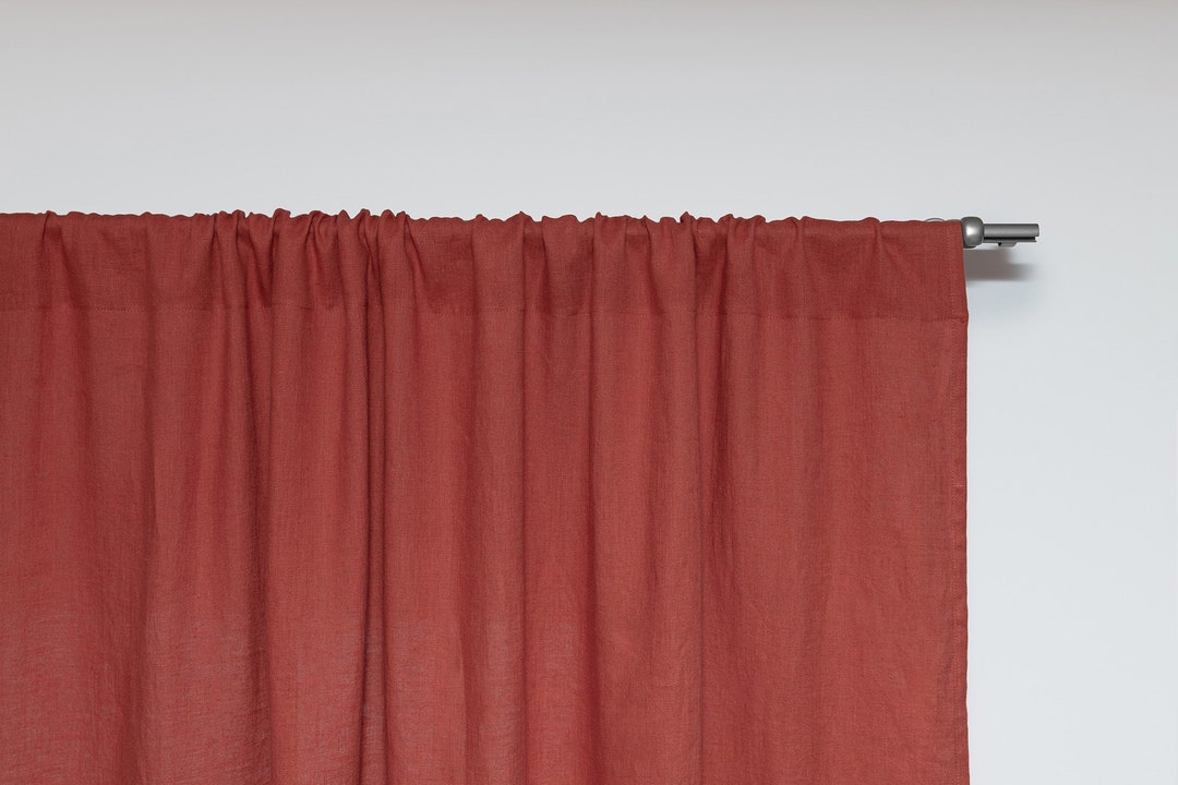 Rust Linen Curtains Boho 2 Panels Curtains Linen Curtains - Etsy