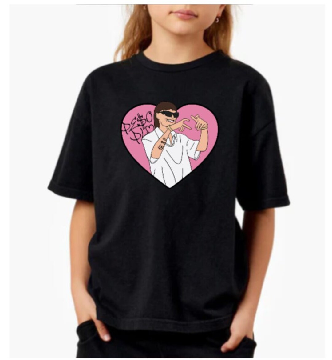 Kids Peso Pluma Pink Heart Kids Shirt, Doble P Kids Shirt, Graphic Tee ...