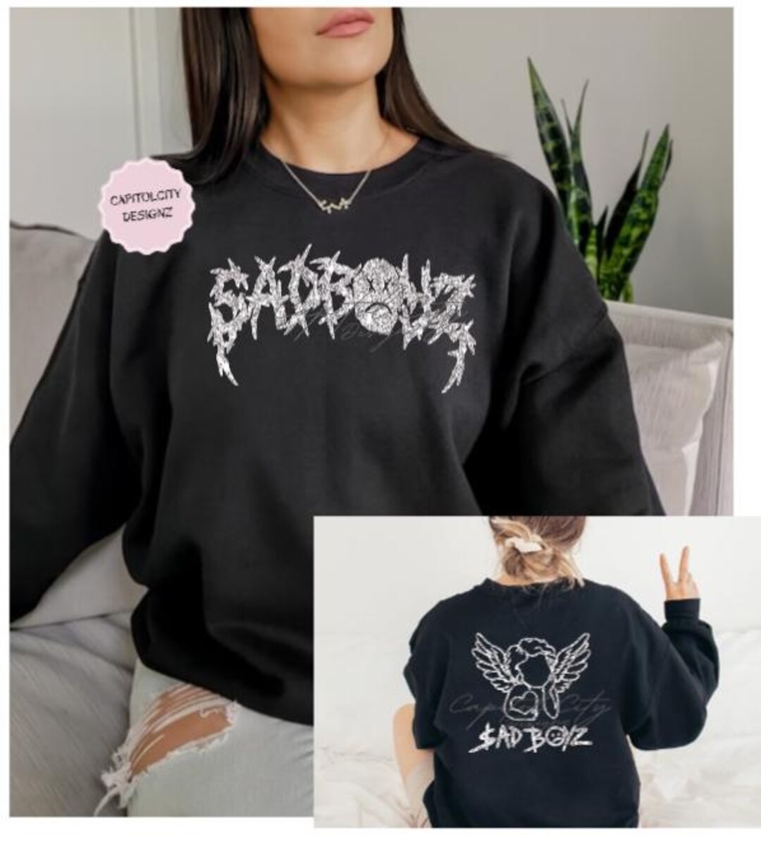 Junior H Sad Boyz Tour Silver Glitter Sweatshirt, Mexican Corridos ...