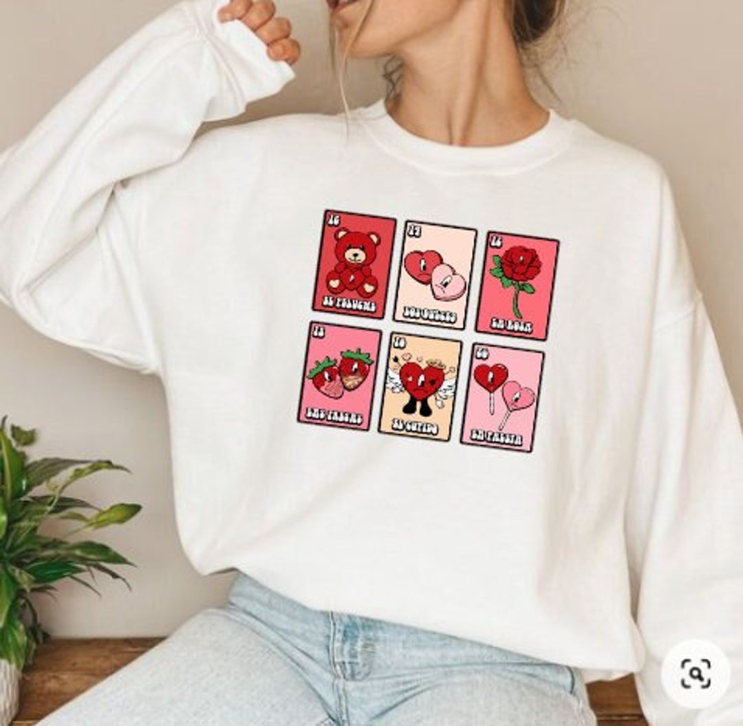 Bad Bunny X Valentine Loteria Sweatshirt Bunny unisex Sweatshirt Bad ...