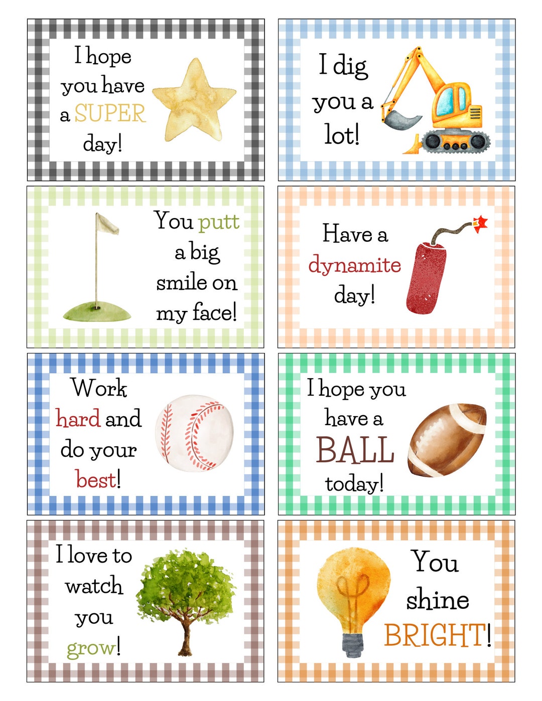 Boy Lunchbox Notes (printable) - Etsy