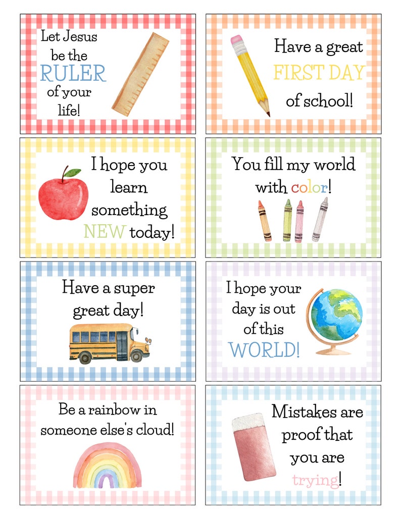 Back to School Lunchbox Notes (printable) - Etsy