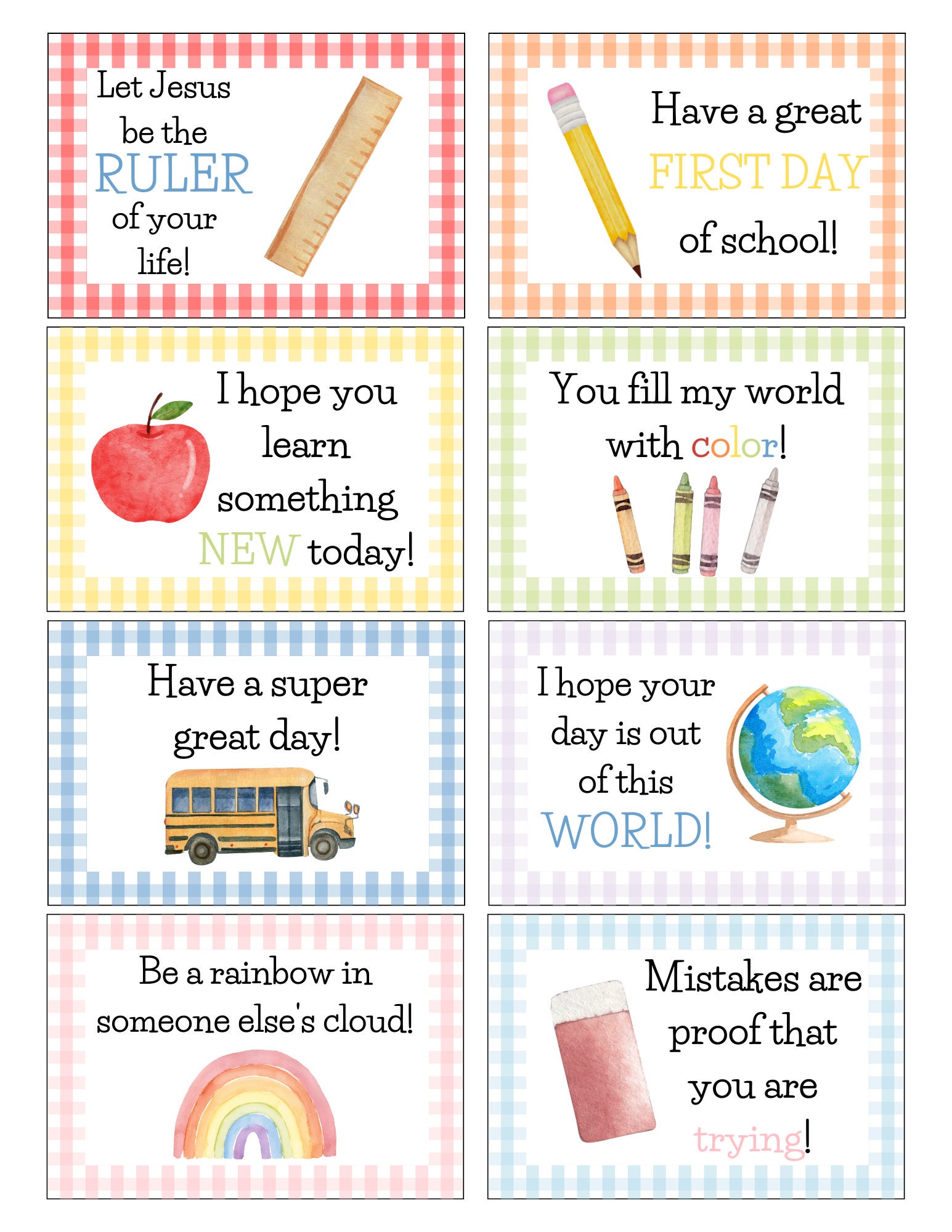 Back to School Lunchbox Notes (printable) - Etsy