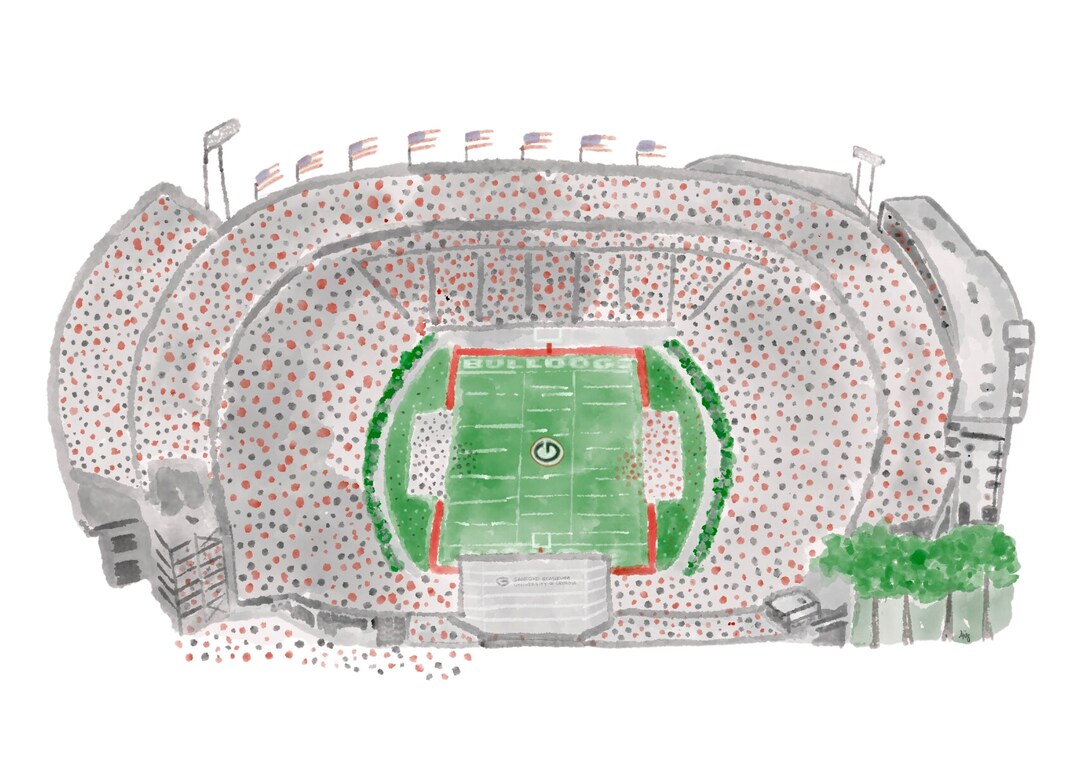 Sanford Stadium UGA Watercolor Print - Etsy