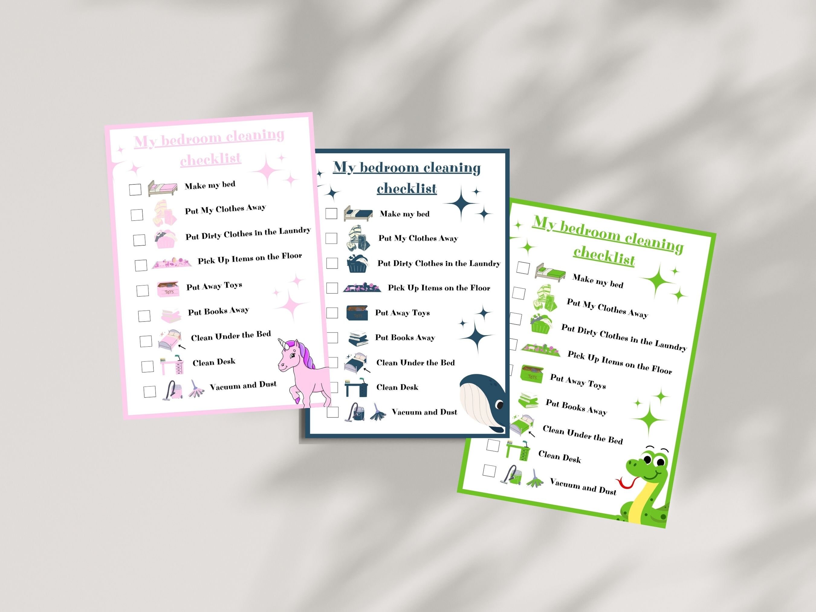Fun Chore Chart for Kids Printable, Bedroom Cleaning Checklist for Kids ...