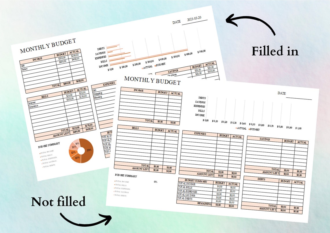Excel Budget Template, Excel Monthly Budget Spreadsheet, Expense ...