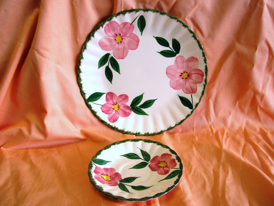 Blue Ridge Southern Pottery Dinner Plate With Green Fluted Edge in the ...