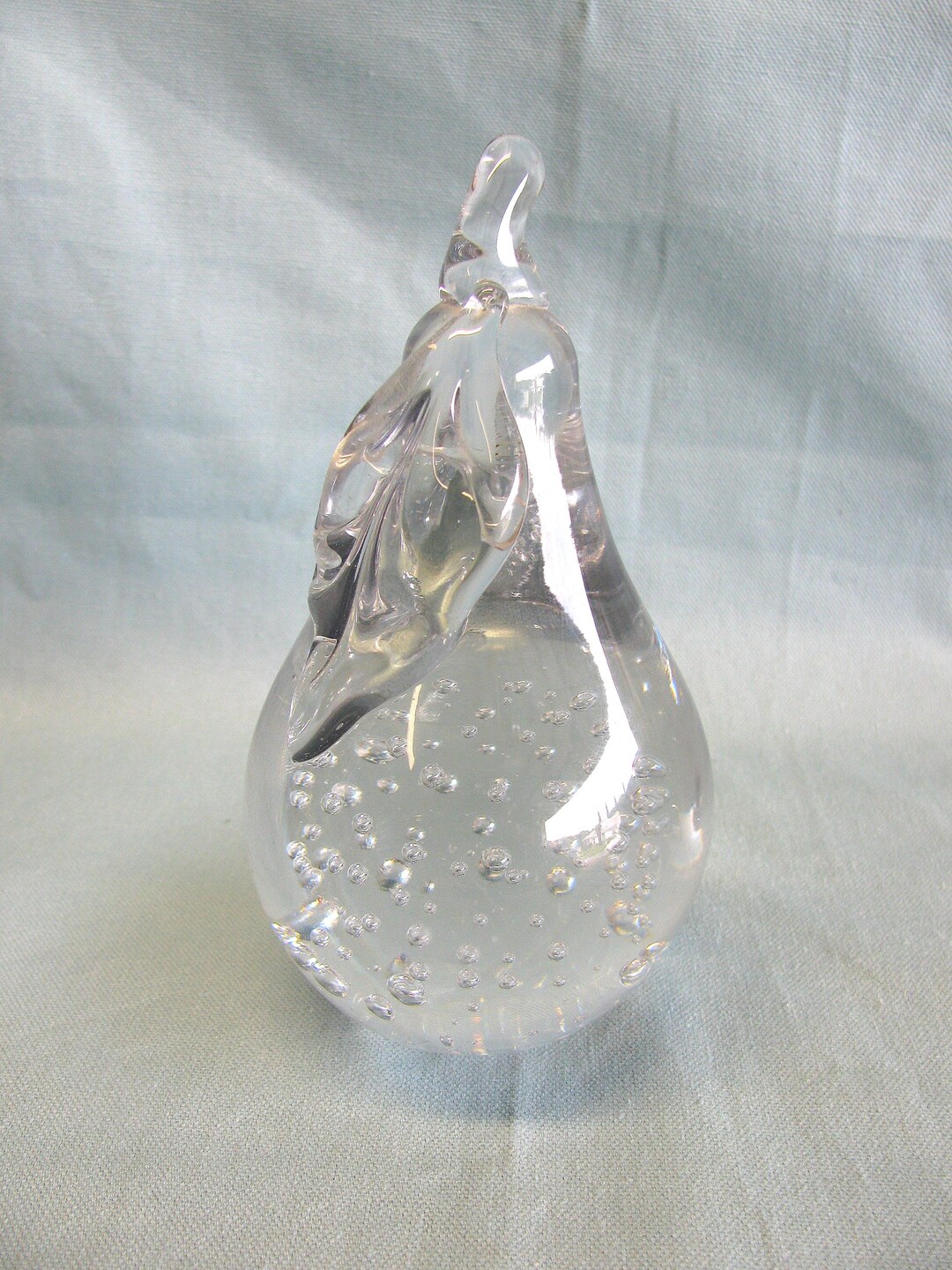 Vintage Clear Glass Pear-shaped Paperweight With Controlled Bubble ...
