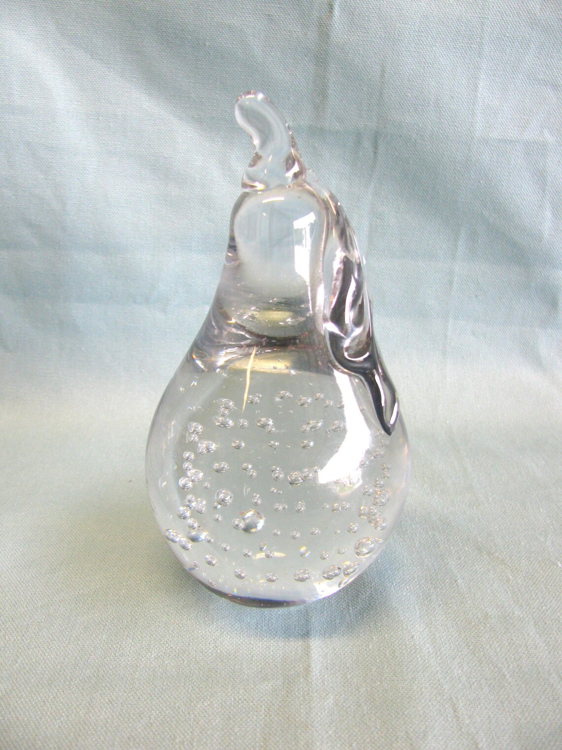 Vintage Clear Glass Pear-shaped Paperweight With Controlled Bubble ...