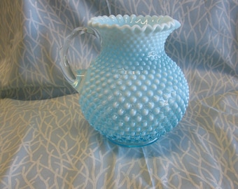 Fenton Blue Hobnail Pitcher - Etsy